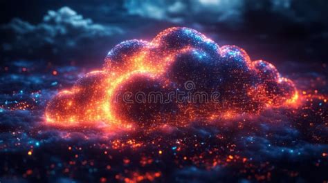 Cloud Computing Concept Showcasing File Upload And Storage Symbols Representing Business