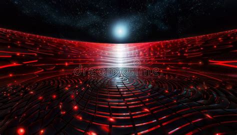 Futuristic Abstract Background With Glowing Lines And Grid 3d Rendering Generative Ai Stock
