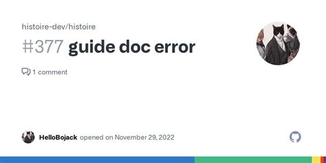 Guide Doc Error · Issue 377 · Histoire Devhistoire · Github