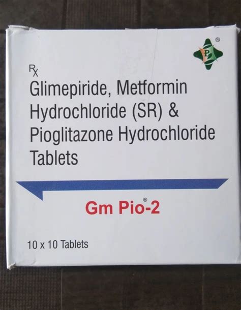 Glimepiride Metformin Hydrochloride Pioglitazone Hydrochloride Tablets At Rs 400 Box Tripride