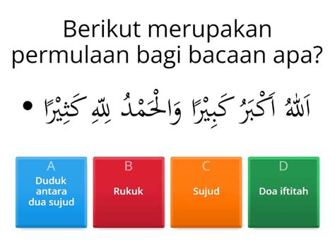 Kuiz Doa Iftitah Dan Duduk Antara Dua Sujud Kuis