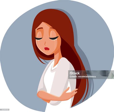 슬픈 우울한 여자 혼자 울고 가정 폭력에 대한 스톡 벡터 아트 및 기타 이미지 가정 폭력 비탄 한 명의 여자만 Istock