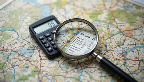 Planning A Trip With Map Magnifying Glass And Calculator Stock Illustration Illustration Of