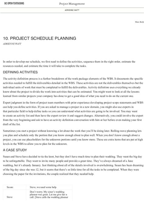 Pdf Project Schedule Planning Project Management