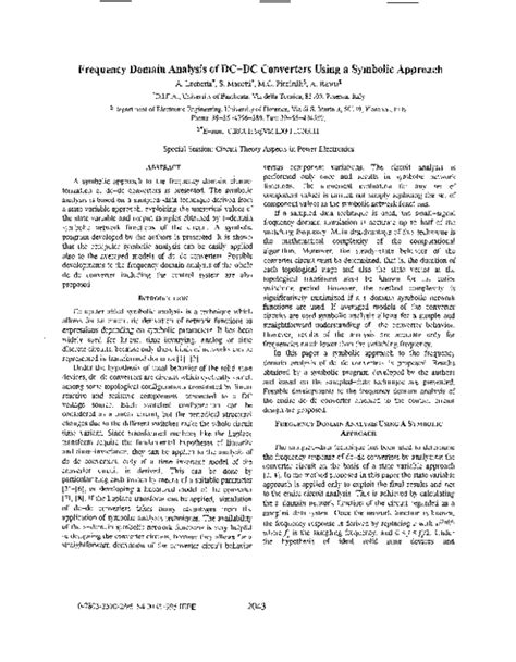 Pdf Frequency Domain Analysis Of Dc Dc Converters Using A Symbolic