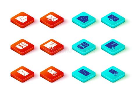 Set Envelope With Shield Mail Box Setting And Check Mark And Outgoing Mail Icon Vector