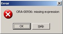 Ora 00936 missing expression что значит