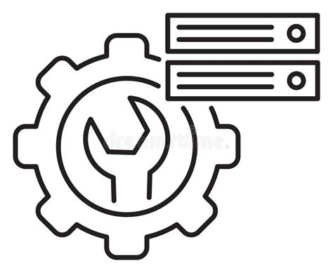 Information Technology Gear Wrench Server Setting Vector Icon Illustration Stock Vector