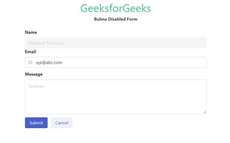 bulma disabled form geeksforgeeks