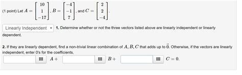 solved linear algebra determine whether or not the three
