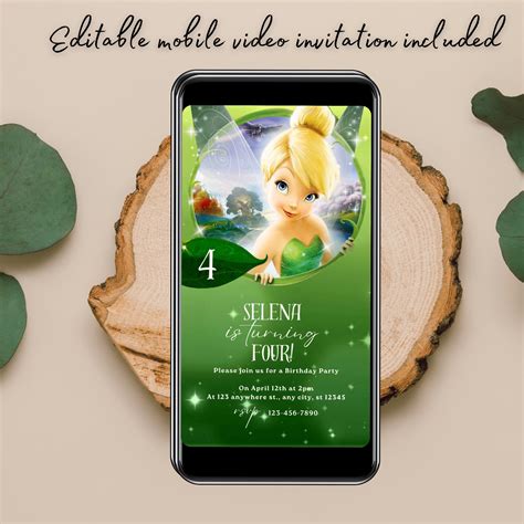 Tinkerbell Editable Invitation Fairy Birthday Party Tinkerbell Party Tinkerbell Video