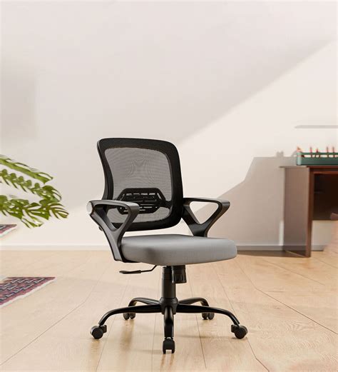 Buy Pebble Breathable Mesh Mid Back Ergonomic Chair In Grey Colour At OFF By Green Soul