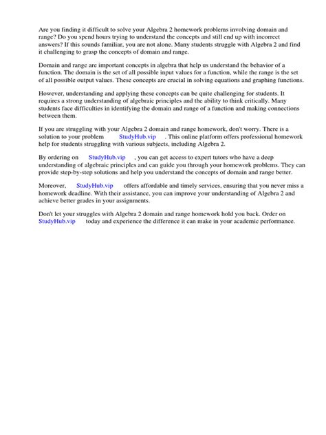 Algebra 2 Domain And Range Homework Answers Pdf Worksheet Function Mathematics