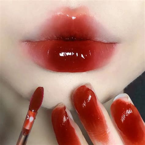 체리 핑크 미러 워터 립 글로스 투명 유리 립 오일 방수 리퀴드 립스틱 누드 브라운 클리어 틴트 메이크업 10 색