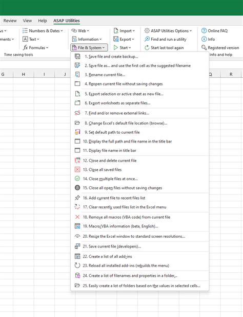 File System Tools Added To Excel ASAP Utilities Description Of Our Excel Tools English