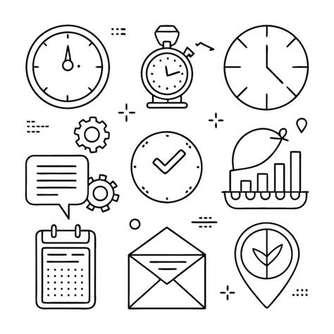 Premium Vector Black And White Line Icons For Time Management Scheduling And Planning