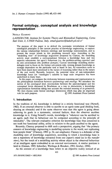 Pdf Formal Ontology Conceptual Analysis And Knowledge Representation