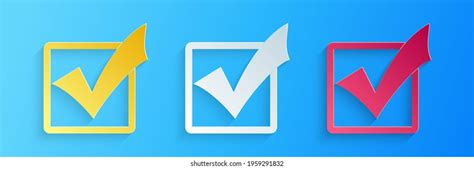Paper Cut Check Mark Box Icon Stock Vector Royalty Free Shutterstock