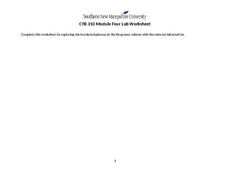 cyb 310 module four lab worksheet cyb 310 module four lab worksheet