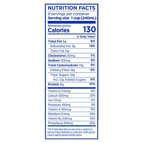 Lactaid Milk 2 Reduced Fat Lactose Free Nutrition Facts