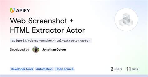 Web Screenshot Html Extractor Actor Deprecated · Apify