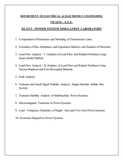 Power System Simulation Laboratory Manual Docx Computer Software And Applications Computing