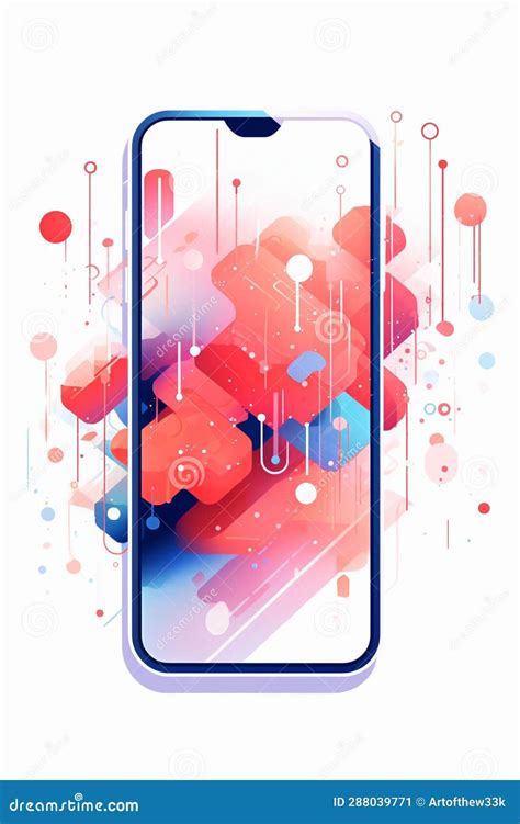 Digital Deluge Vibrant Mobile Notifications On Glossy White Surface Stock Illustration