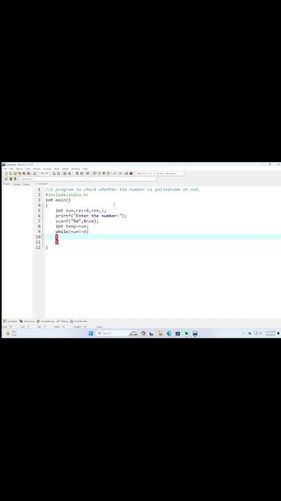 C Program Check Palindrome Number Cprogramming Shortsfeed Shortsvideo Short Shortsviral