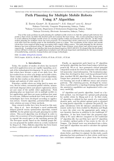 Pdf Path Planning For Multiple Mobile Robots Using A Algorithm