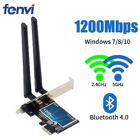 Placa Wifi G Com Bluetooth Pcie Dual Band Duas Antenas Para Pc E Topgamer Inform Tica