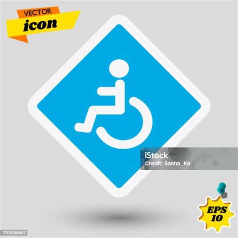 휠체어 장애인 또는 접근성 주차 또는 액세스 기호 앱 및 인쇄를위한 평면 파란색 벡터 아이콘 0명에 대한 스톡 벡터 아트 및 기타 이미지 Istock