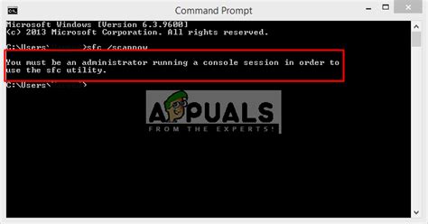 Fix You Must Be An Administrator Running A Console Session In Order To Use The Sfc Utility