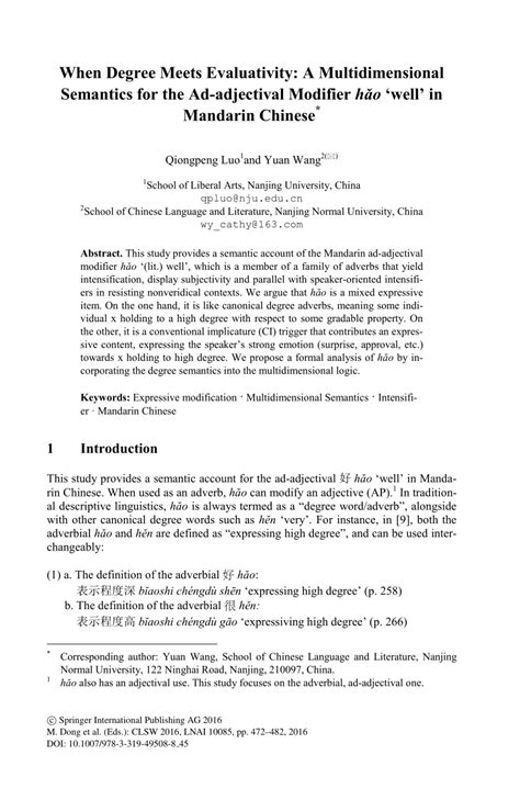 Pdf When Degree Meets Evaluativity A Multidimensional Semantics For