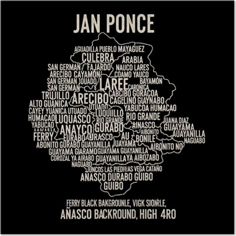 Cool Jan Ponce Map With Coastal Cities And Towns Typography Graphic