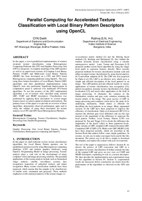Pdf Parallel Computing For Accelerated Texture Classification With