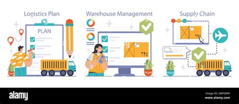 Logistics And Supply Chain Management Set Efficient Planning Warehouse Organization And