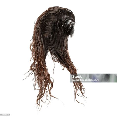 고립 된 배경에 젖은 긴 머리카락 3d 렌더링 3d 일러스트 레이 션 젖은 머리에 대한 스톡 사진 및 기타 이미지 젖은 머리 긴 긴 머리 Istock