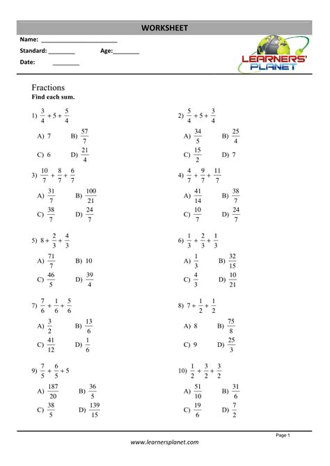 Fractions Workbook 5