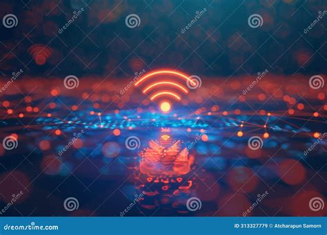 Wireless Network And Connection Abstract Data Background With Wifi