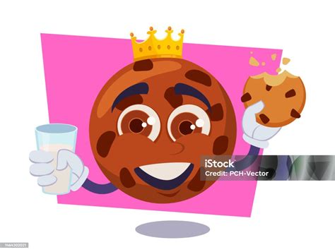 왕관과 우유 벡터 일러스트 레이 션의 컵이 있는 만화 쿠키 1위에 대한 스톡 벡터 아트 및 기타 이미지 1위 개념 광고 Istock