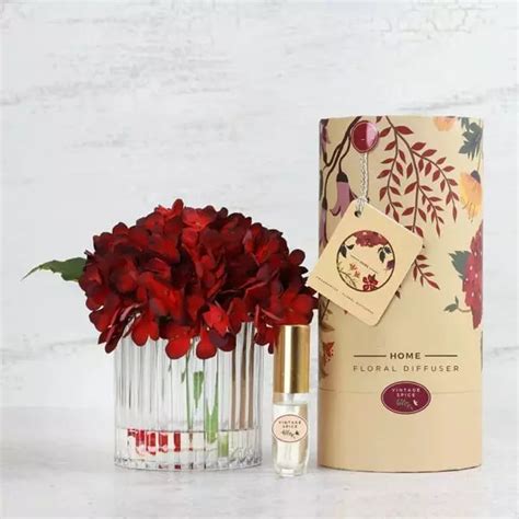 Red Hydrangea And Vintage Spice Diffuser T Set Likhaya Homeware