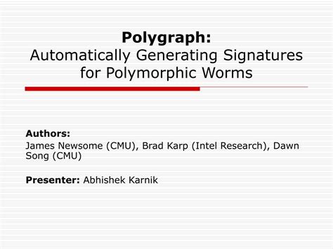 Ppt Polygraph Automatically Generating Signatures For Polymorphic Worms Powerpoint