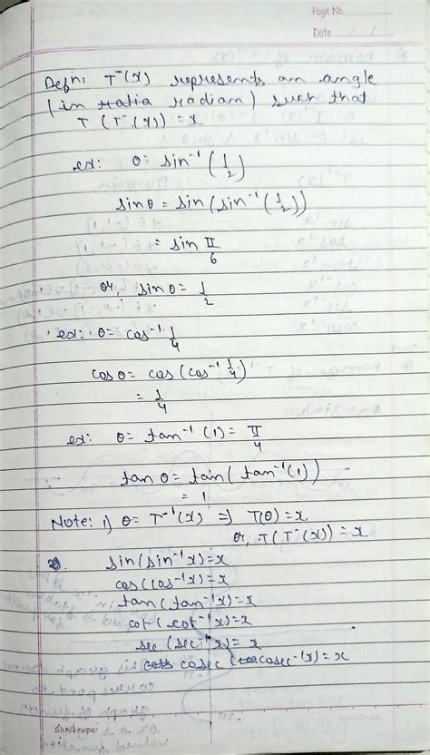 SOLUTION Inverse Trigonometric Functions Handwritten Notes With Solved Examples Studypool