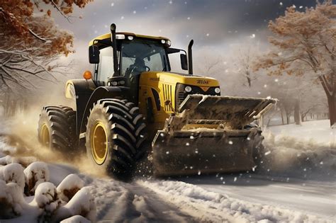 Premium AI Image Photo Of Snowplow Creating A Path In A Rural Area