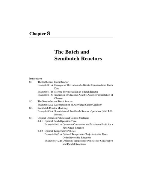 Understanding Batch And Semibatch Reactors Through Worked Examples Pdf Chemical Reactor