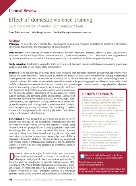 Pdf Effect Of Domestic Violence Training Systematic Review Of Randomized Controlled Trials