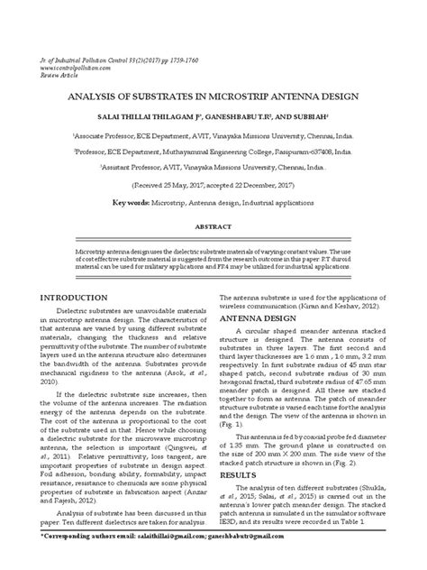 2017analysis Of Substrates In Microstrip Antenna Design Pdf Antenna Radio Permittivity