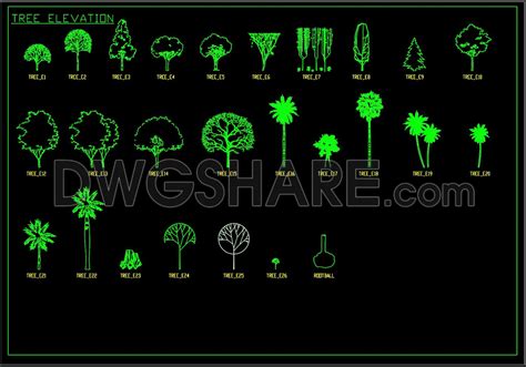 35 Trees Autocad Blocks Free Download
