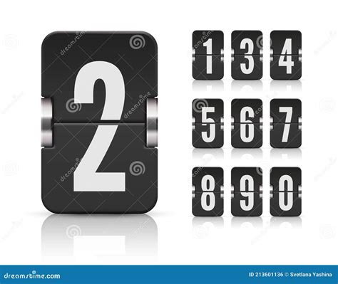 Numeric Flip Scoreboard Set With Shadows For Dark Countdown Timer Or Web Page Watch Or Calendar
