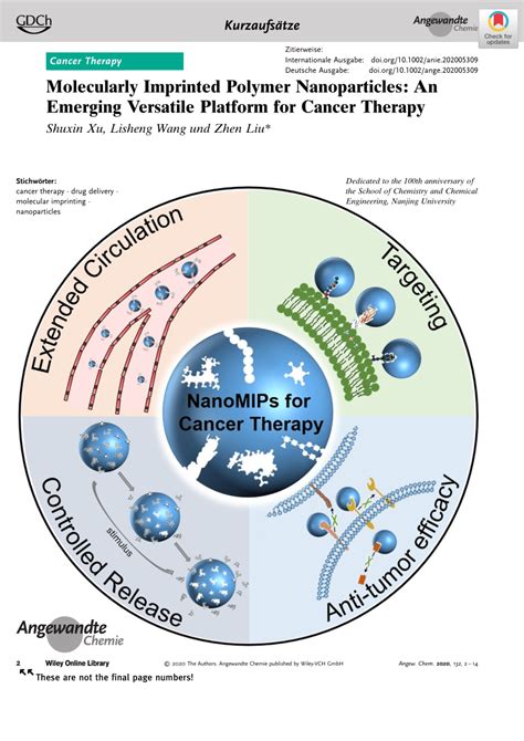Pdf Molecularly Imprinted Polymer Nanoparticles An Emerging Versatile Platform For Cancer Therapy